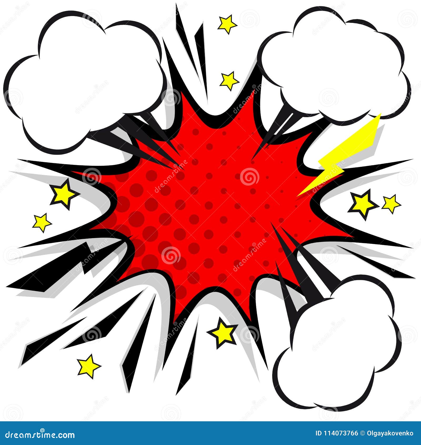 Retro Comic Design Speech Bubbles. Flash Explosion with Clouds Stock ...