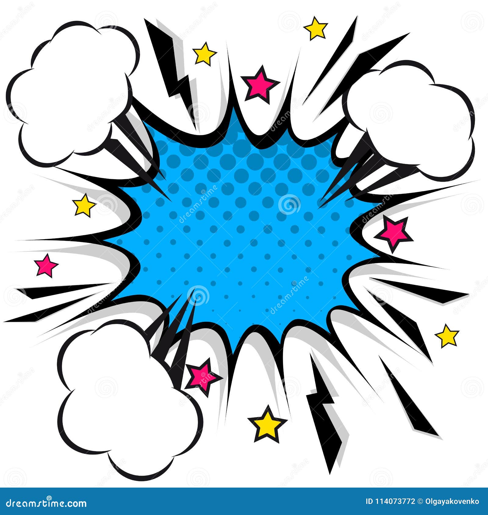 Retro Comic Design Speech Bubbles. Flash Explosion with Clouds Stock ...