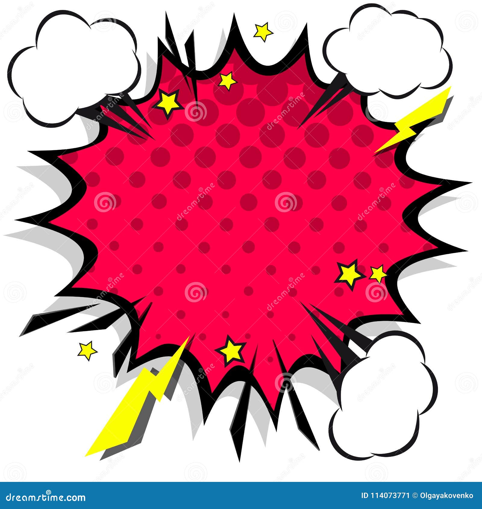 Retro Comic Design Speech Bubbles. Flash Explosion with Clouds Stock ...