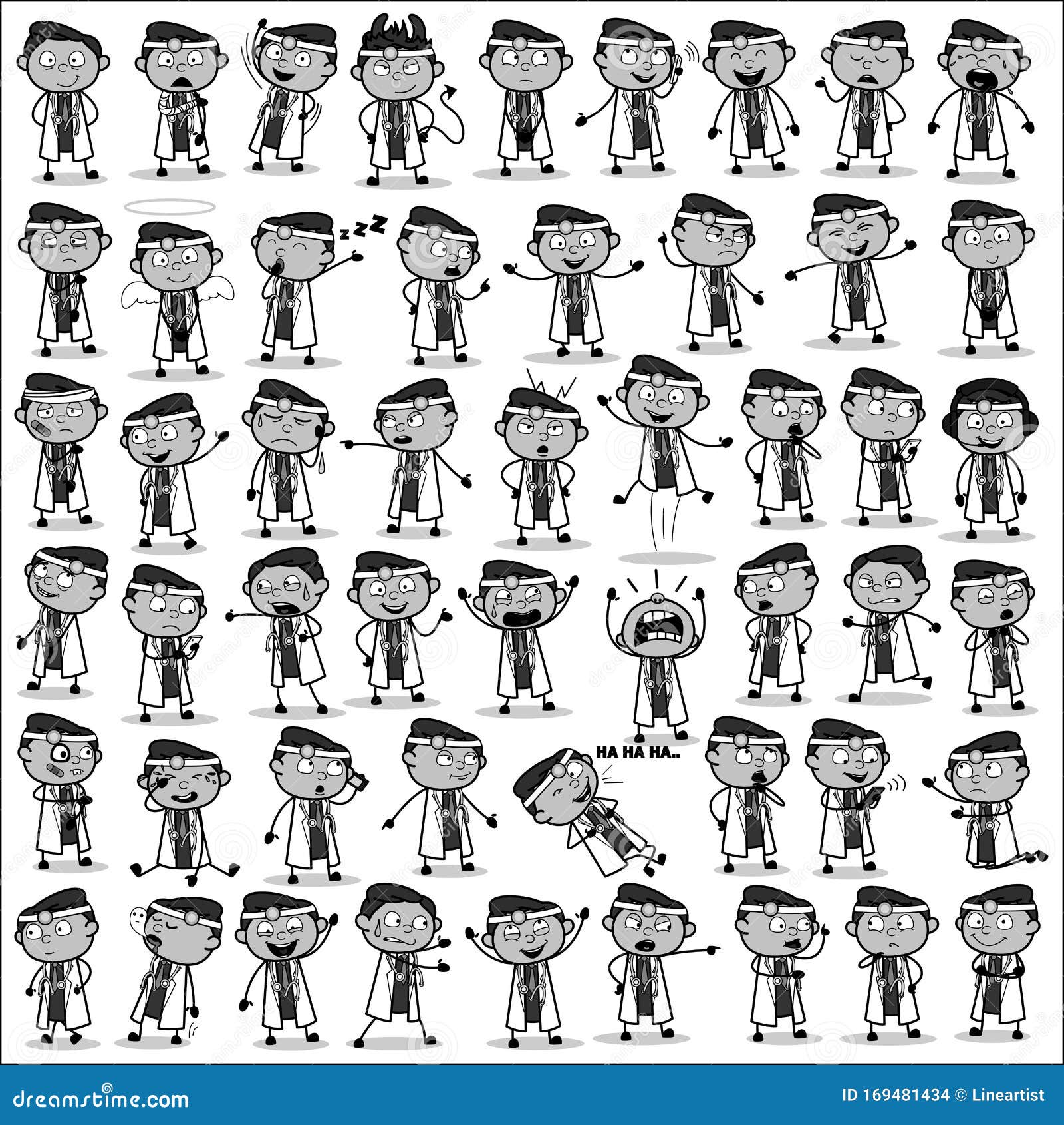 Comic Doctor Character - Retro Concepts Vector Illustrations ...