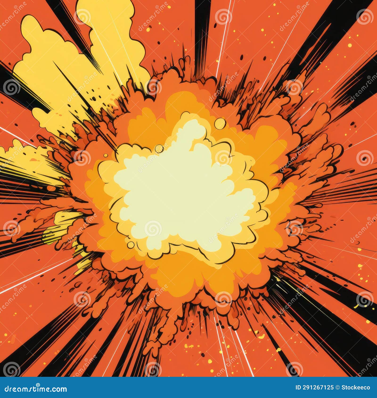 Retro Comic Explosion Illustration with Intense Orange Supernova Stock ...