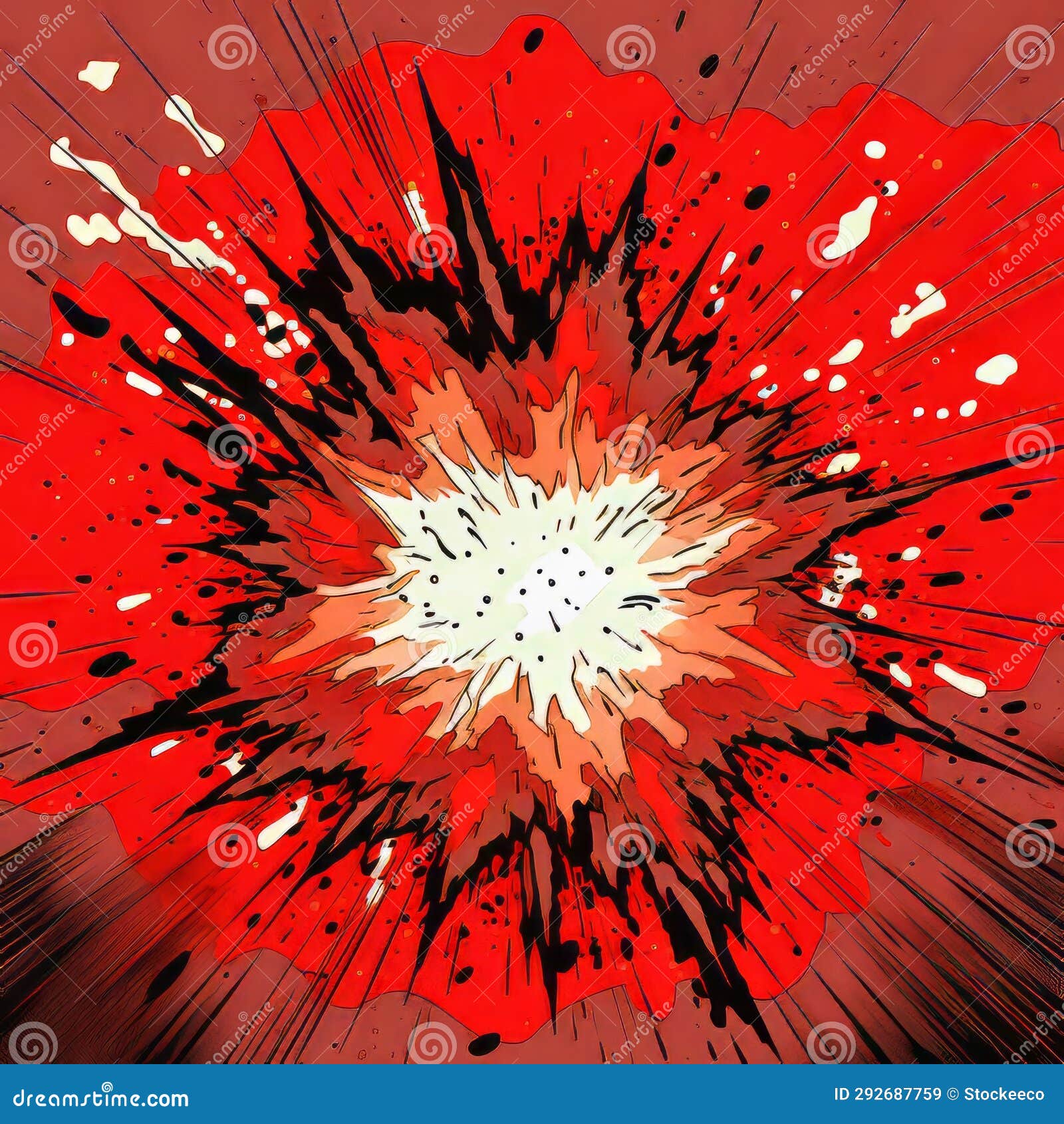 Retro Comic Explosion Illustration in Red and Black Stock Illustration ...