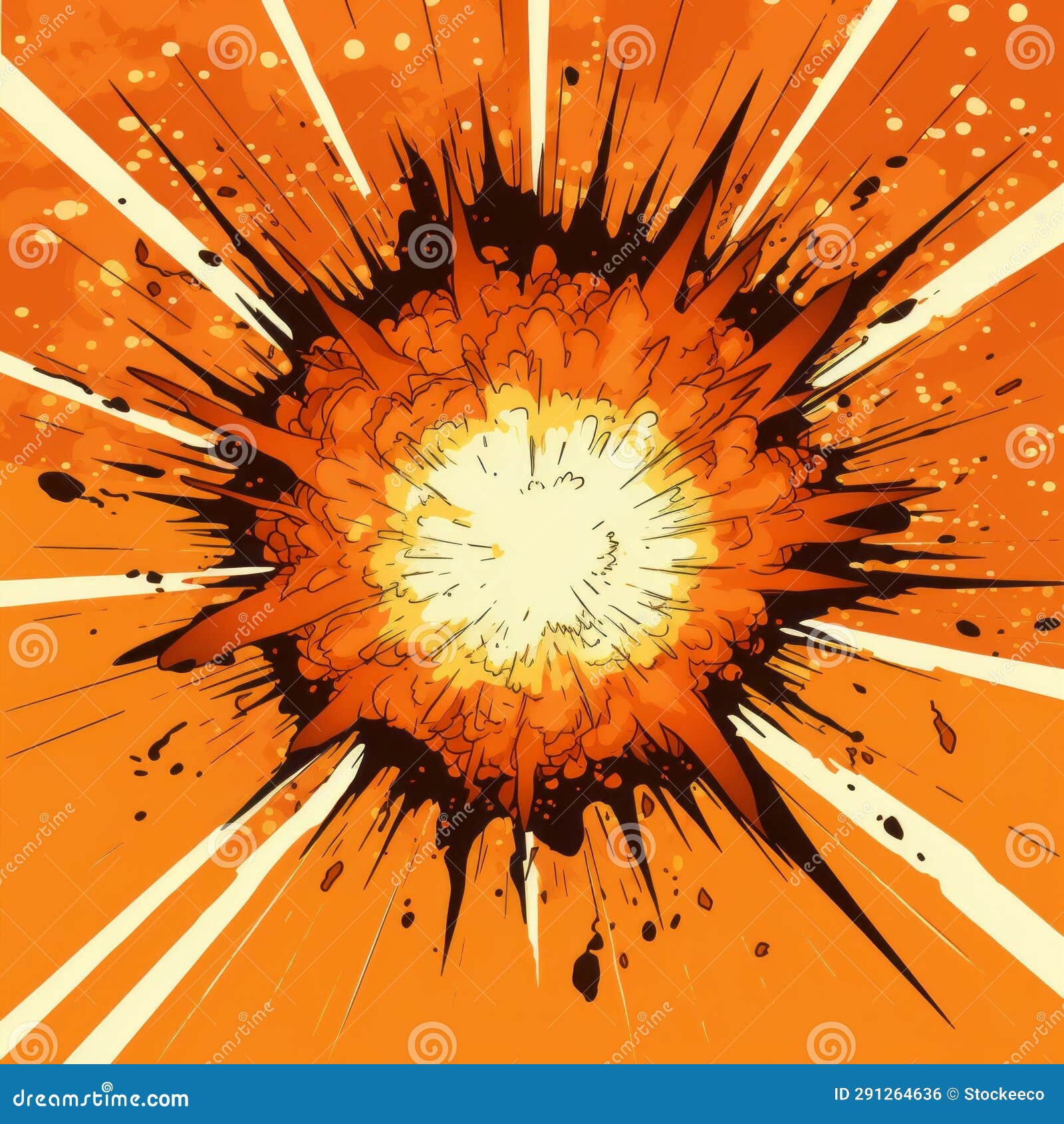 Retro Comic Explosion on Orange Background Stock Illustration ...