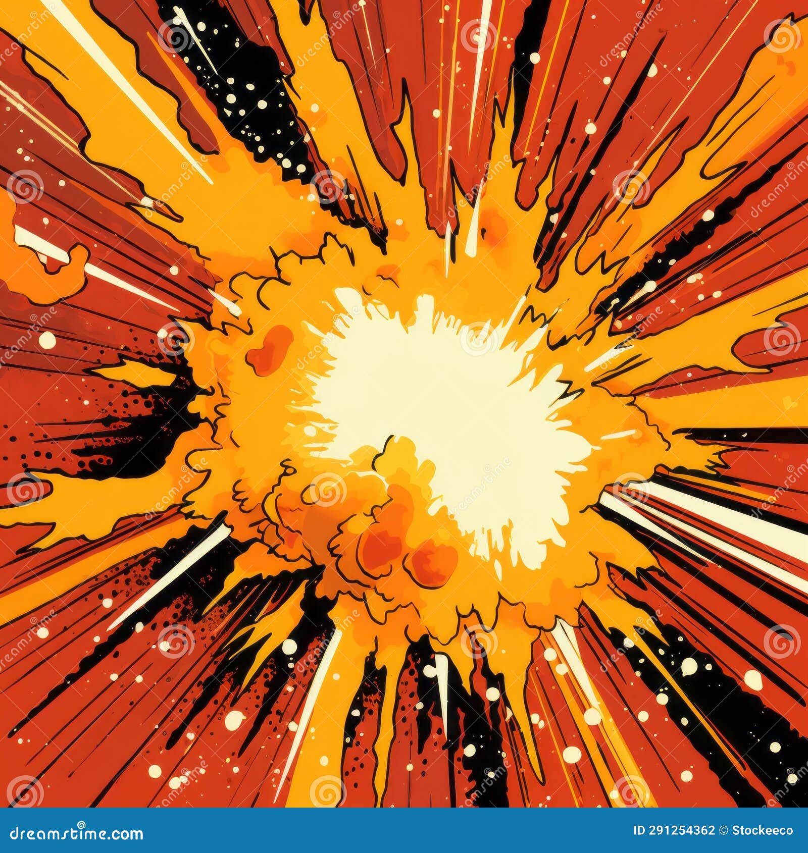 Retro Comic Explosion in Vibrant Red and Orange Colors Stock ...
