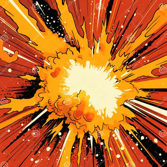 Retro Comic Explosion in Vibrant Red and Orange Colors Stock ...