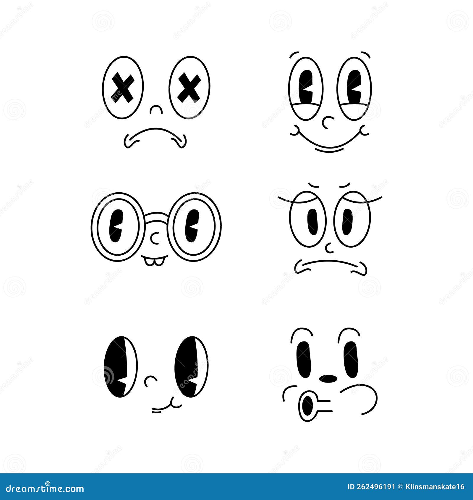 Retro Comic Faces Character Design Vector Stock Vector - Illustration of symbol, funny: 262496191