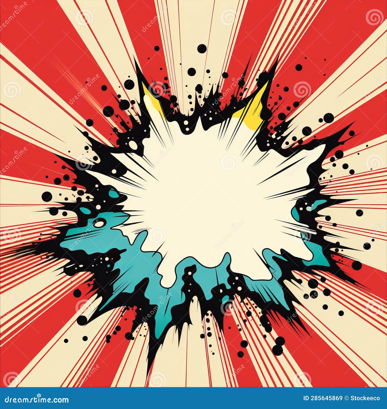 Retro Comic Pop Art Explosion Burst Poster Stock Image - Image of book ...