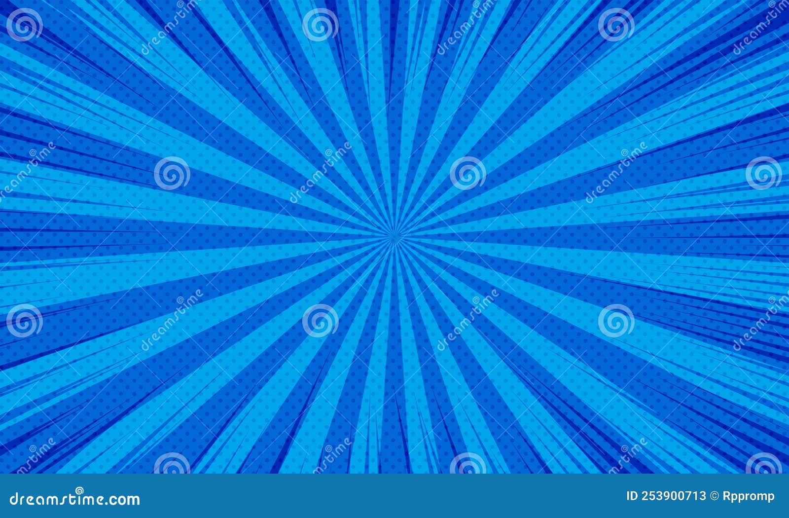 Retro Comic Rays Blue Dots Background, Vector Stock Vector ...