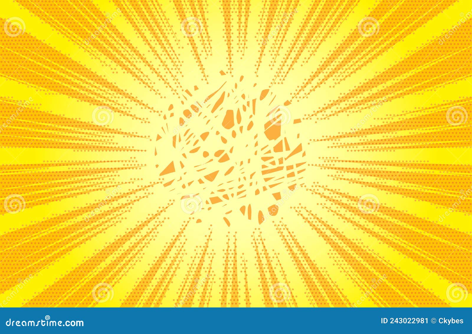 Retro Comic Rays Yellow Dots Background. Vector Illustration in Pop Art ...