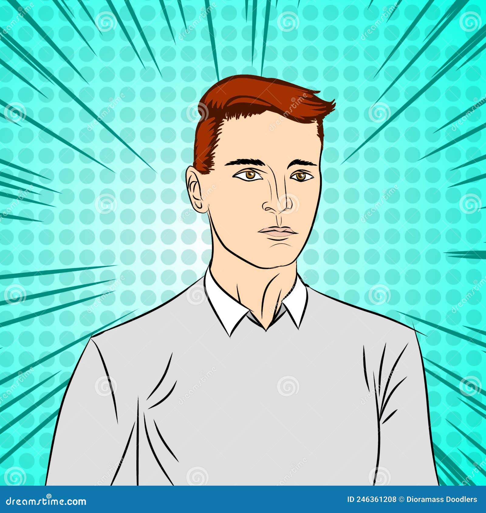 Retro Comic Style Artwork, a Simple Young Man Wearing Ordinary Clothes ...