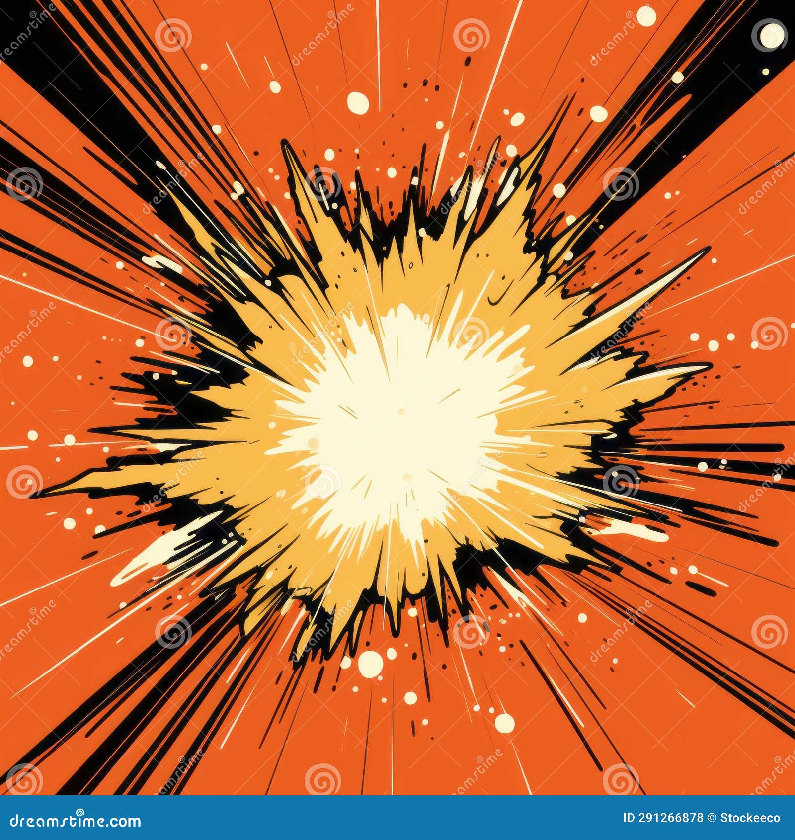 Retro Comic Style Explosion in Dark Orange and Beige Stock Illustration ...