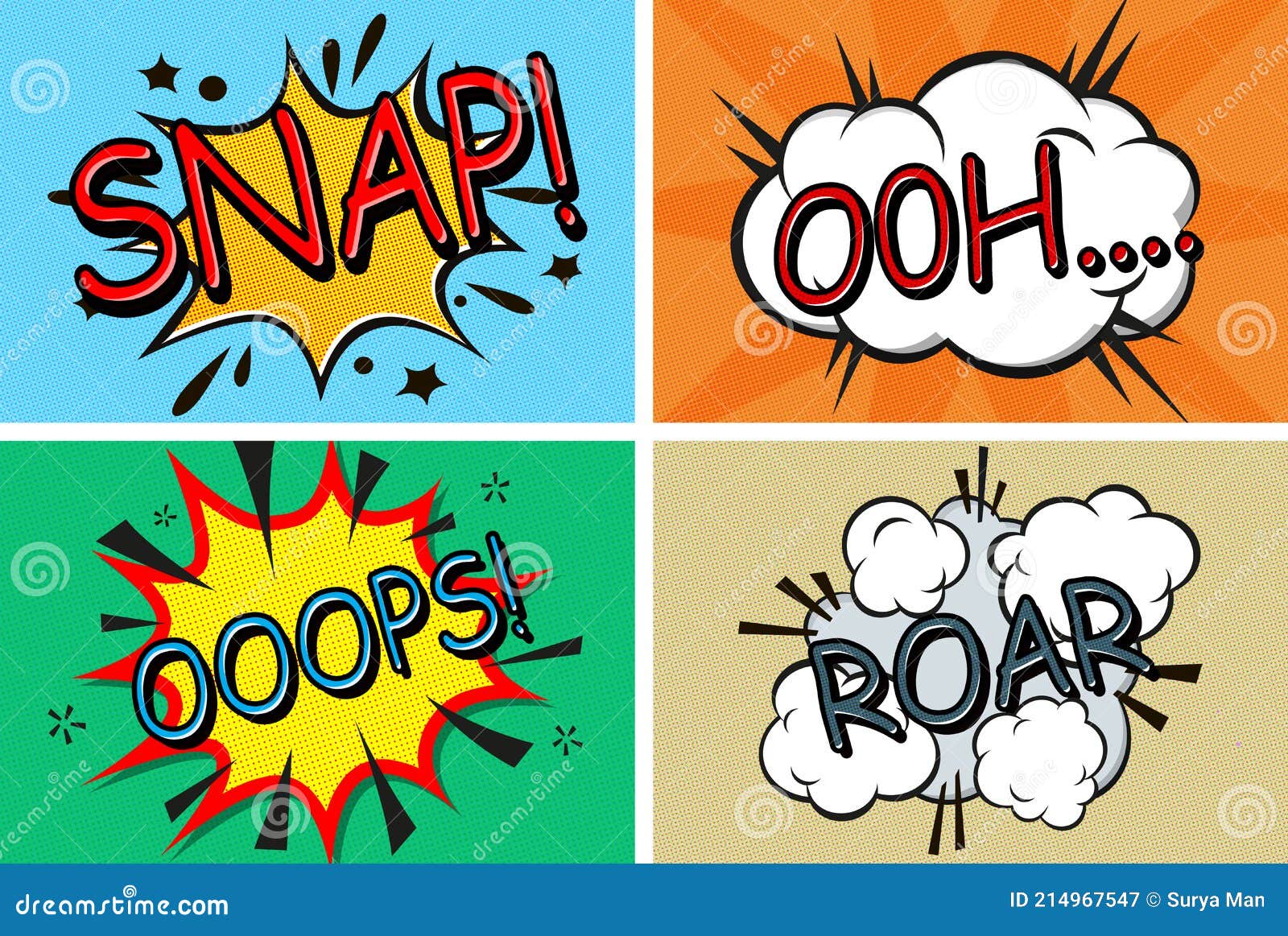 Retro Comic Text Effect SNAP , OOH, OOPS, ROAR Stock Illustration ...
