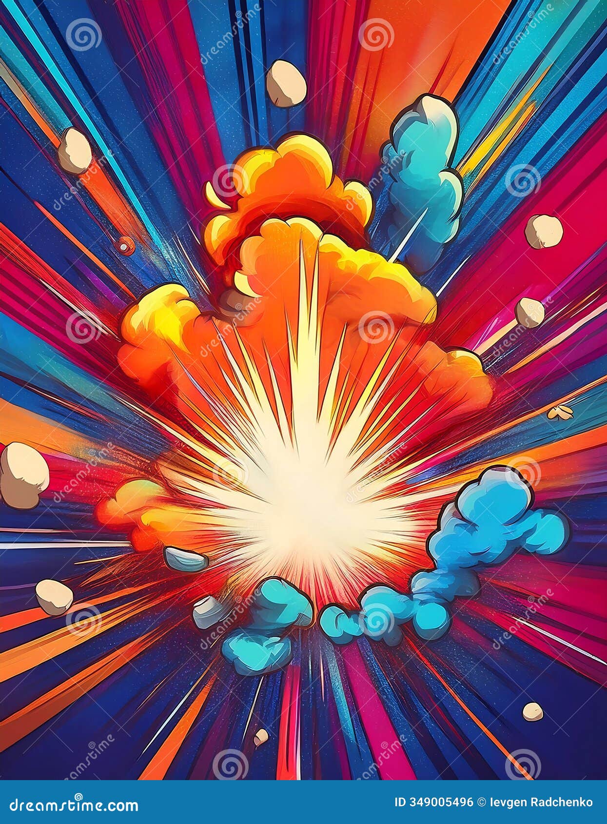 Retro Comics Explosion Design Featuring Colorful Bursts and Layered ...