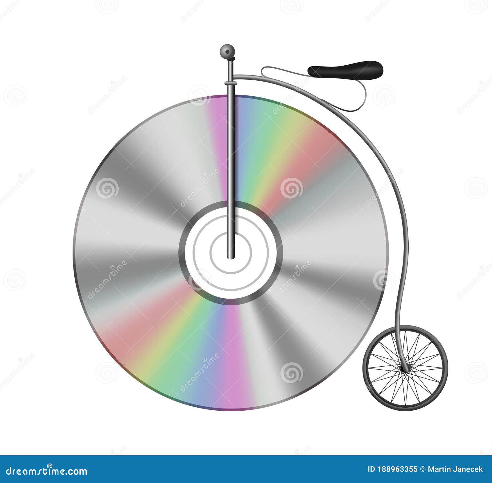 Retro Compact Disc Music Bicycle Stock Illustration - Illustration of ...