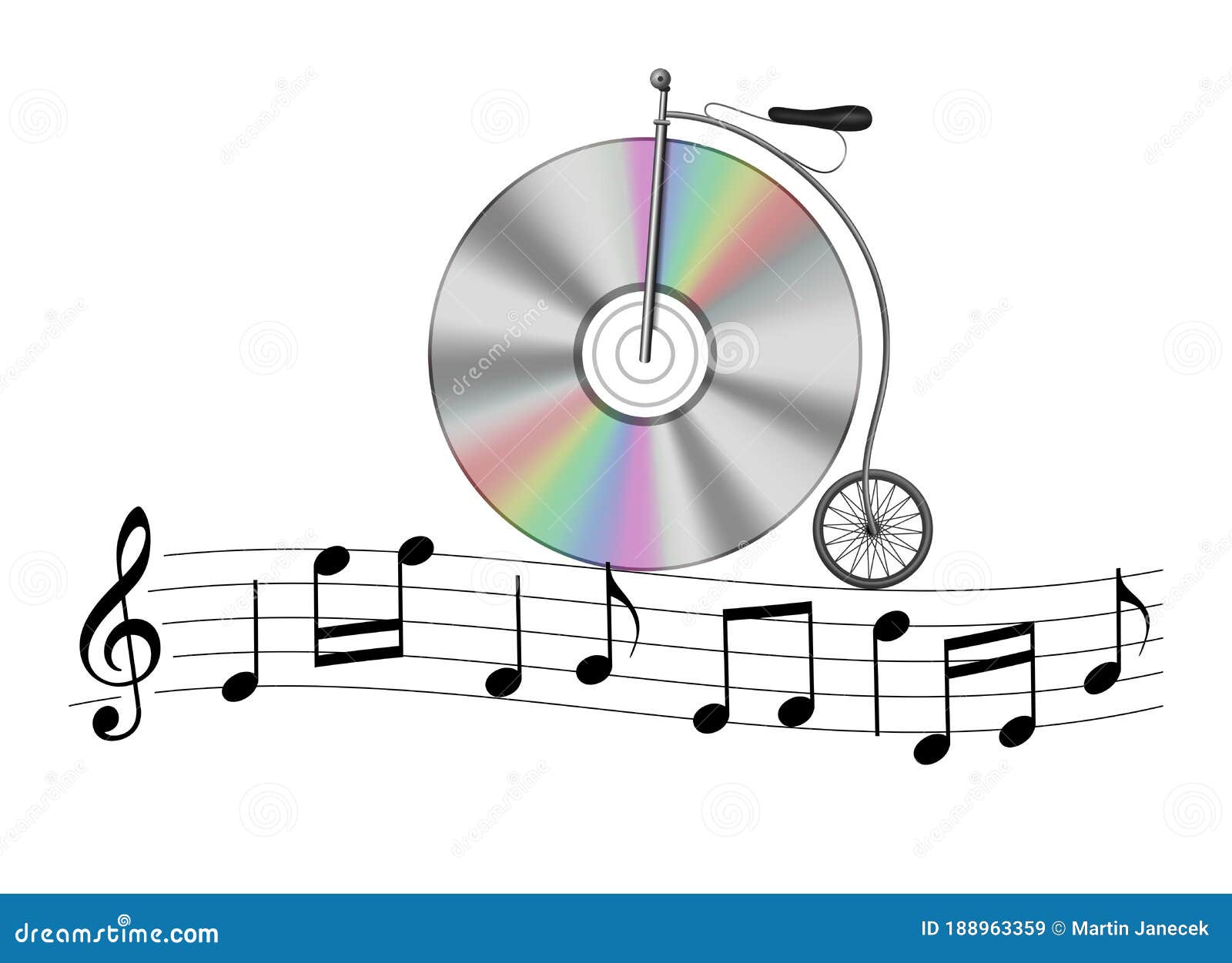 Retro Compact Disc Music Bicycle Stock Illustration - Illustration of ...