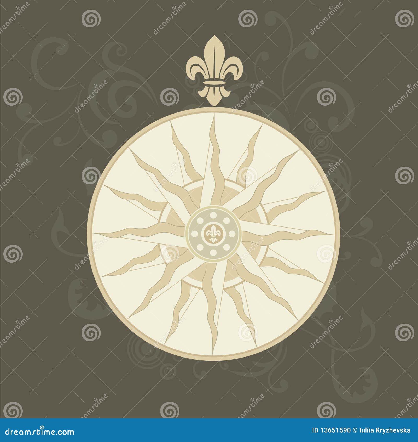 Retro Compass with Fleur-de-lis Stock Illustration - Illustration of ...