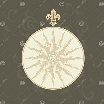 Retro Compass with Fleur-de-lis Stock Illustration - Illustration of ...