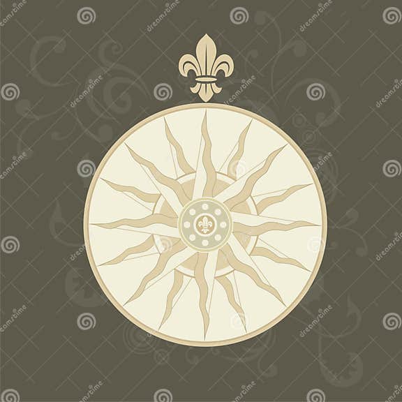 Retro Compass with Fleur-de-lis Stock Illustration - Illustration of ...