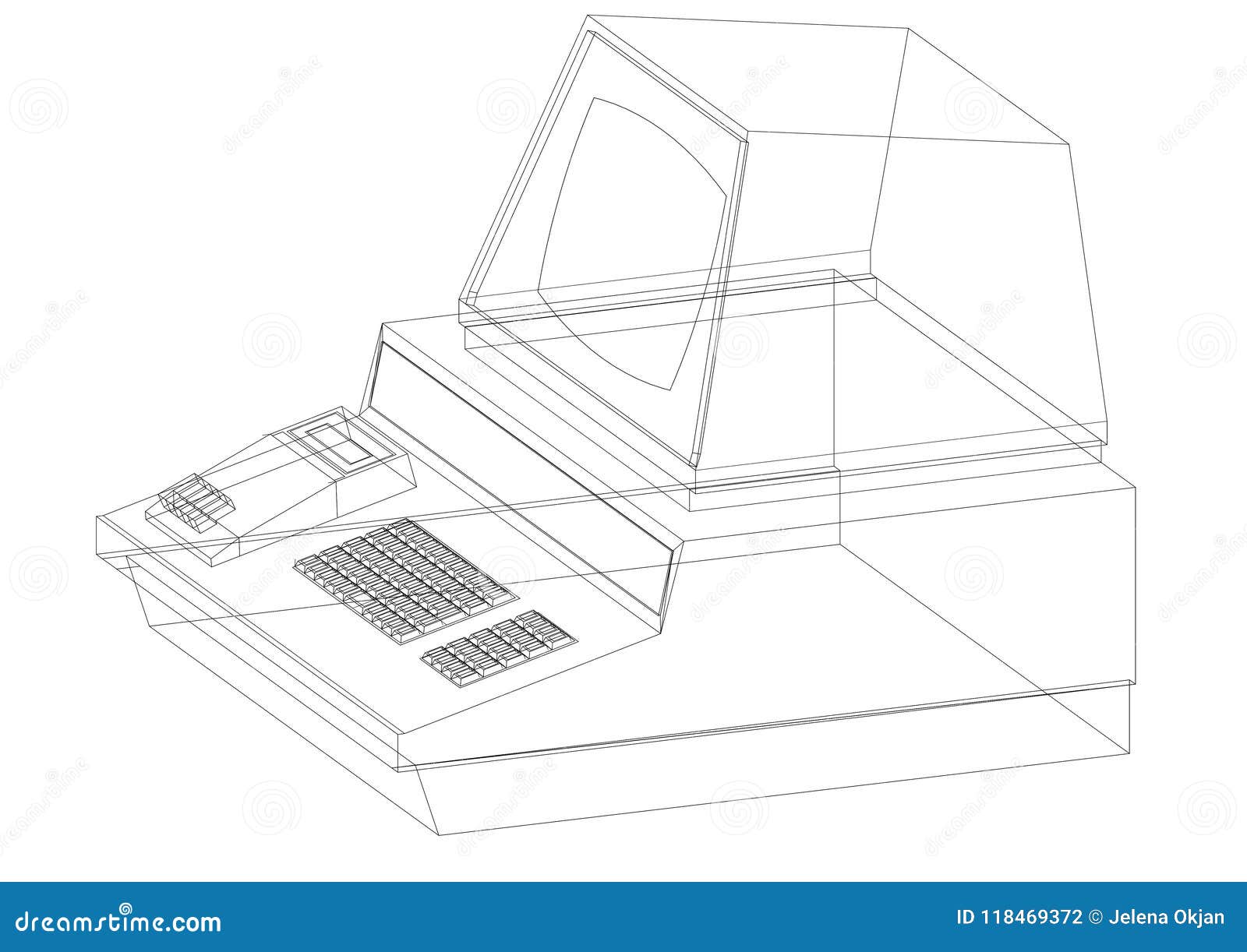 Retro Computer Architect Blueprint Stock Illustration - Illustration of ...