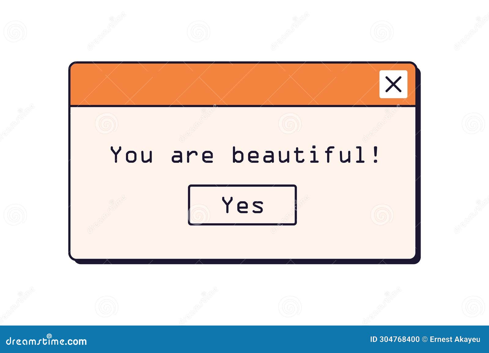 Retro Computer Dialog Window with Compliment. System Message Box in 90s, 00s Design Style Stock ...