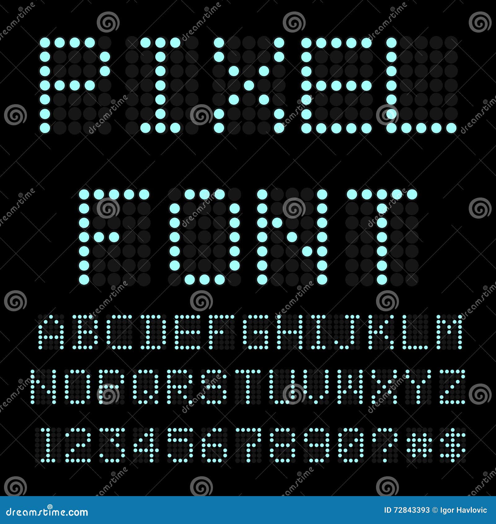 Retro Computer Font. Circle Pixel Alphabet Stock Vector - Illustration ...