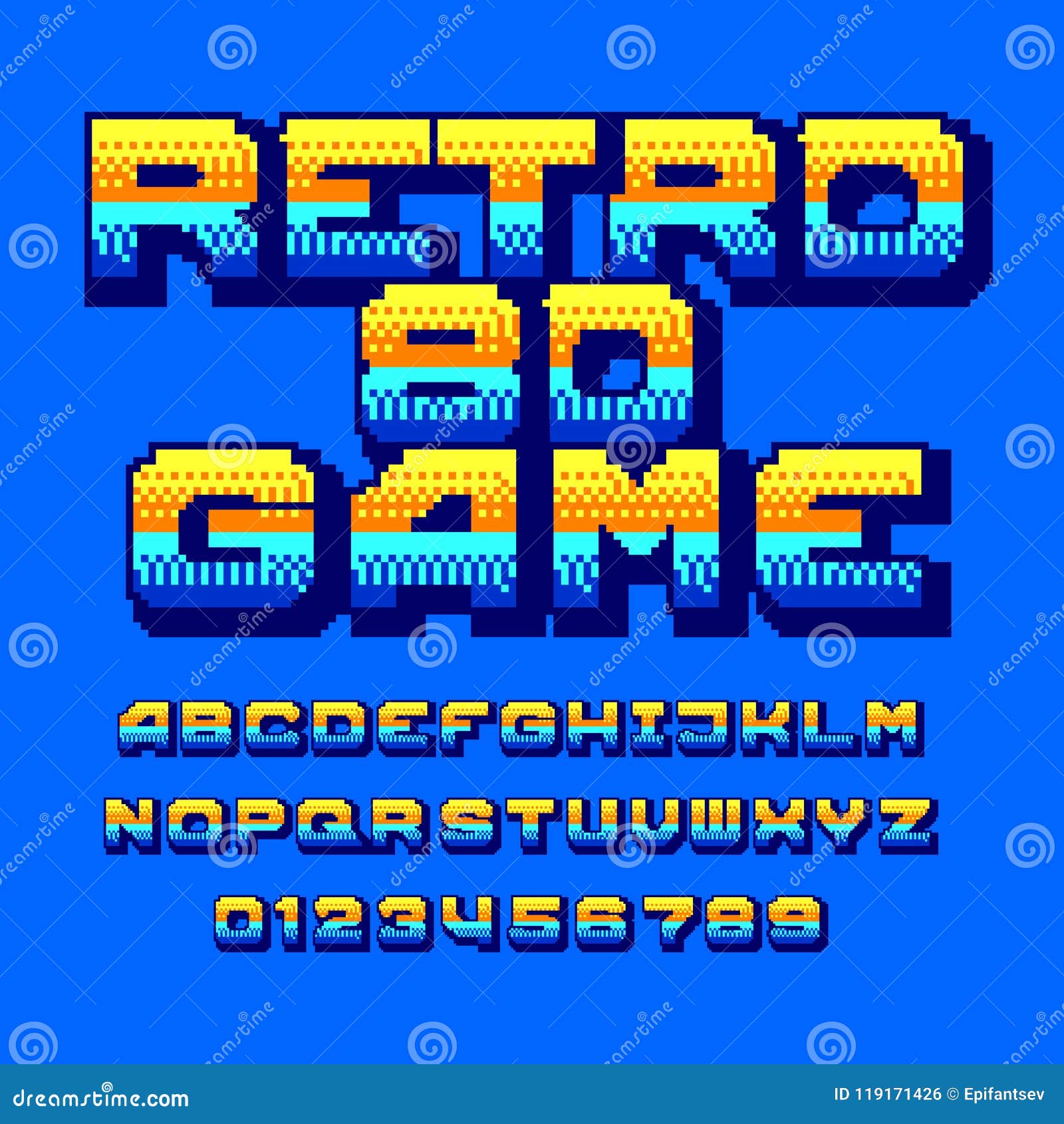 Retro 80 Computer Game Alphabet Font. Colorful Pixel Gradient Letters ...