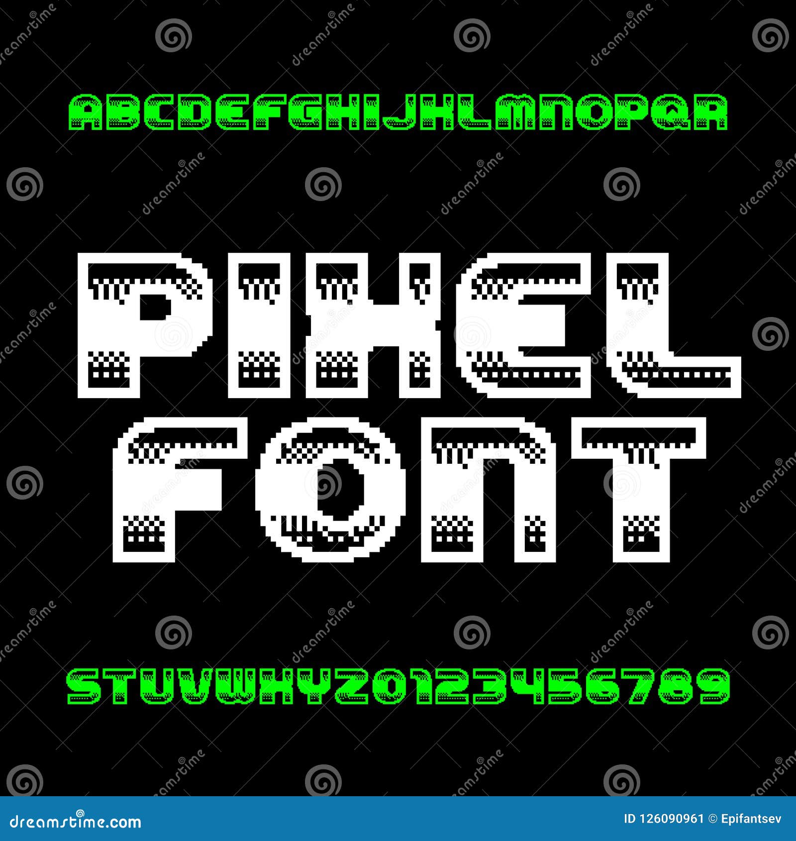 Retro Computer Game Alphabet Font. Monochrome Pixel Letters And Numbers ... Retro Computer Game Alphabet Font. Monochrome Pixel Letters And Numbers ...
