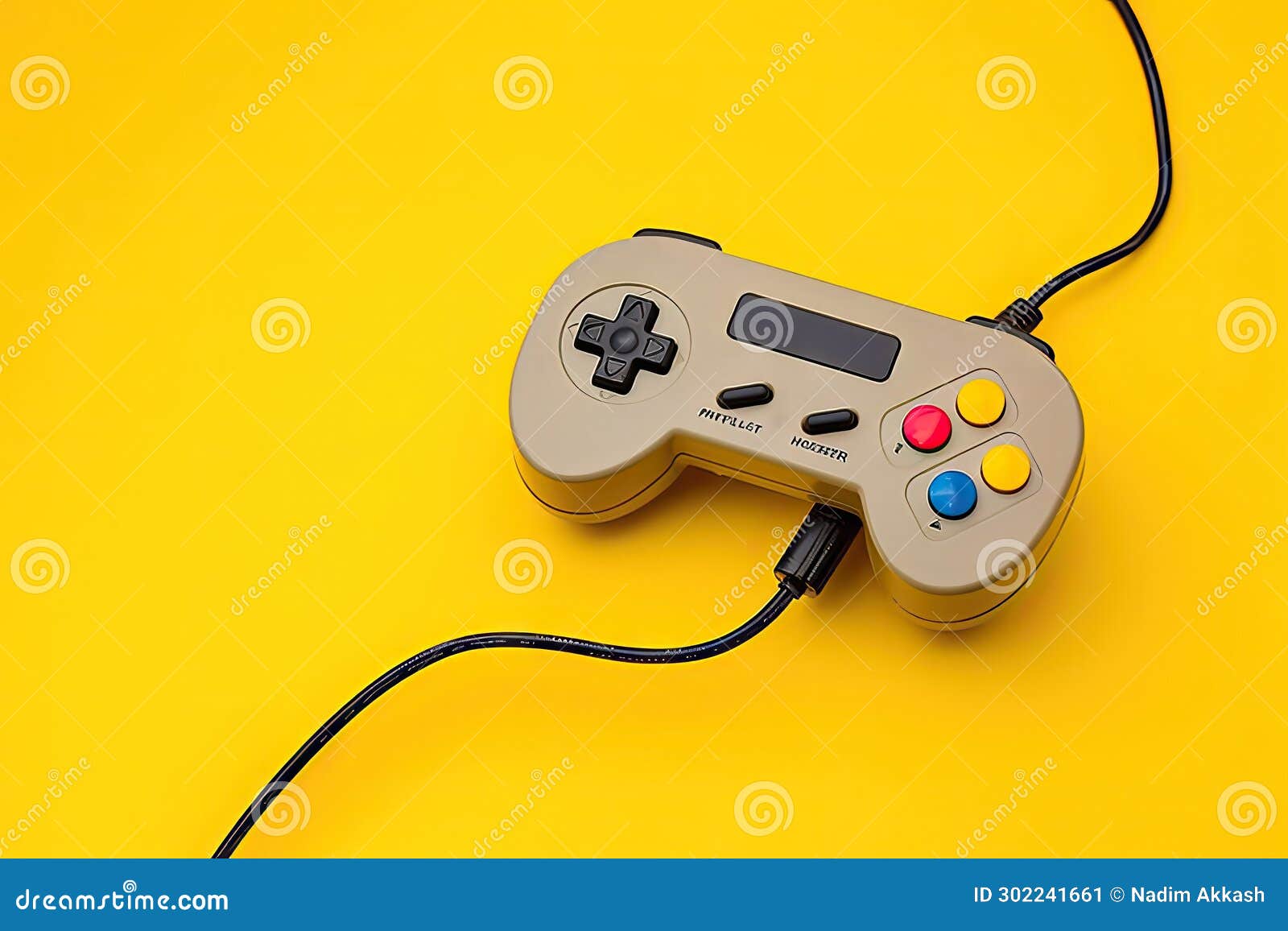 Retro Computer Gaming Controller Bright Yellow Background Stock ...