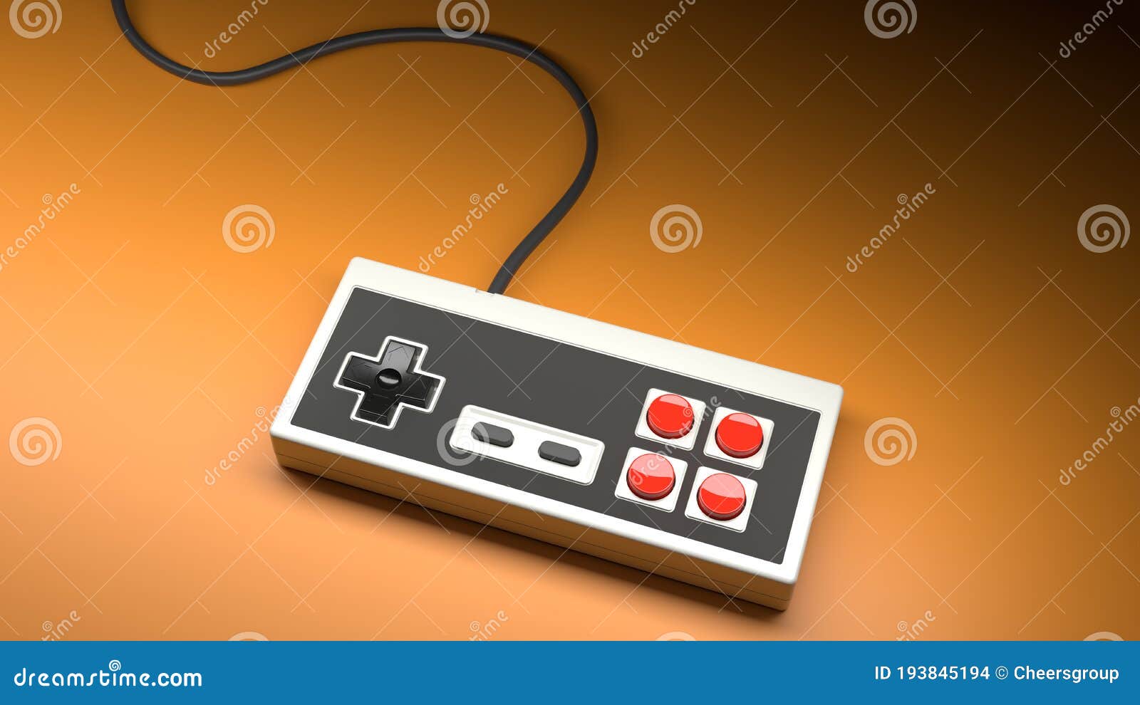 Retro Computer Gaming Controller Joystick on a Orange Background Stock ...