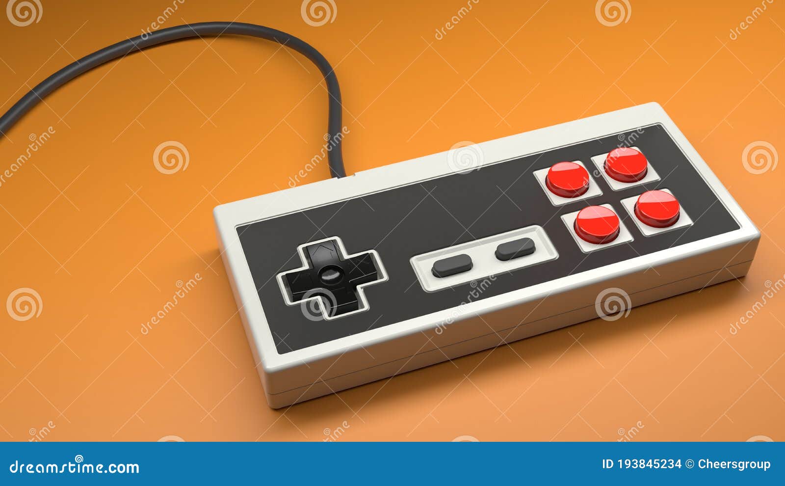 Retro Computer Gaming Controller Joystick on a Orange Background Stock ...