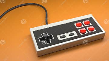Retro Computer Gaming Controller Joystick on a Orange Background Stock ...