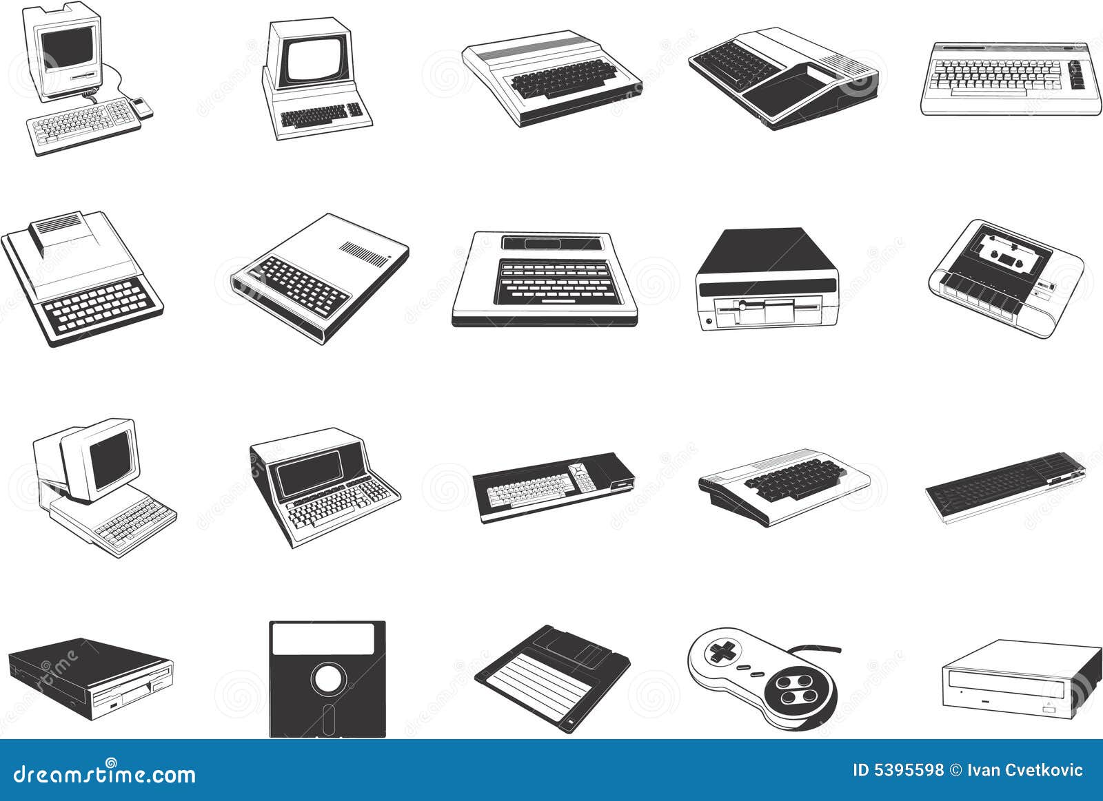 Retro Computer Illustrations Stock Vector - Illustration of controller ...