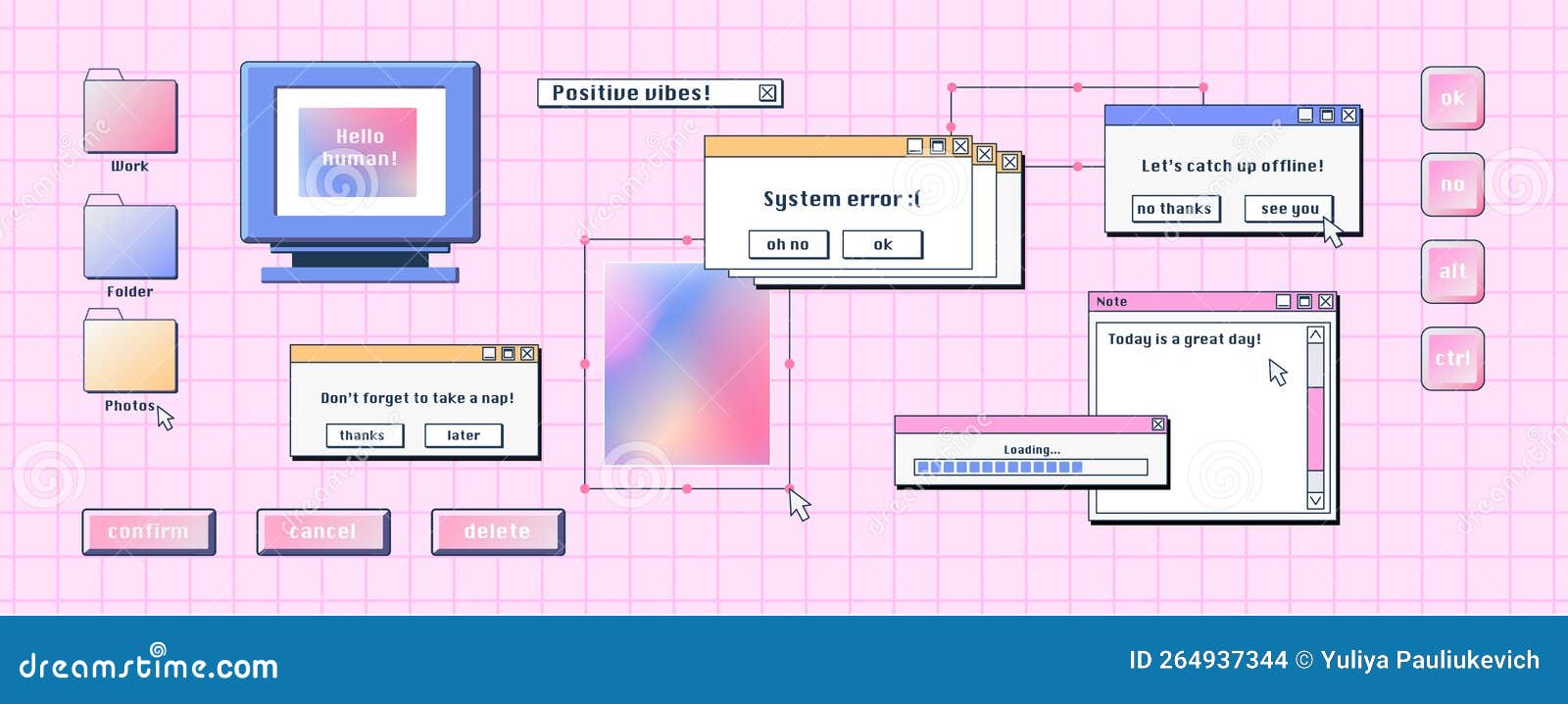 Retro Computer Interface, Desktop Pc Elements Stock Vector ...
