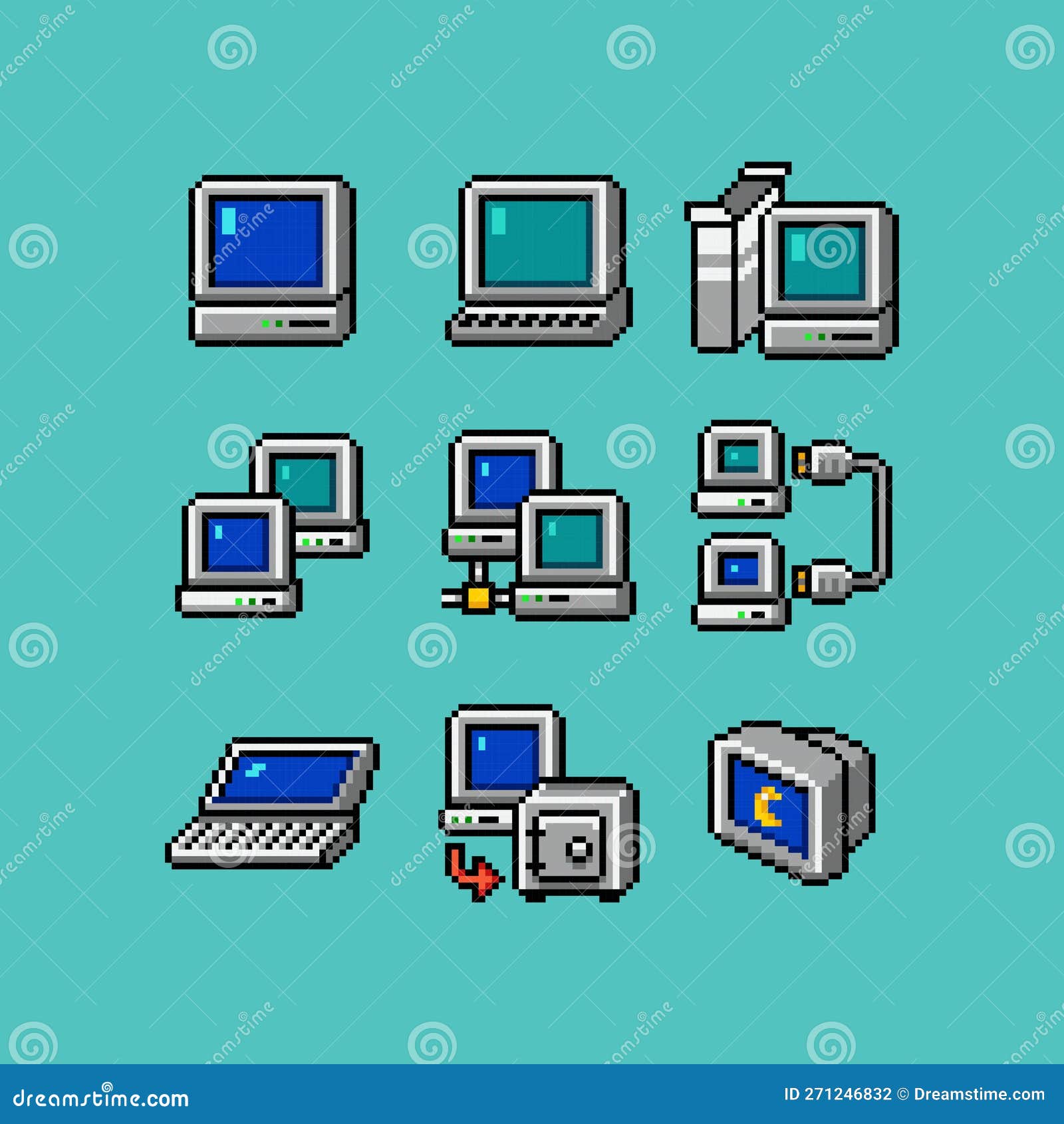Retro Computer Interface Elements Set. Old PC UI Icon Assets for Computer Stock Vector ...