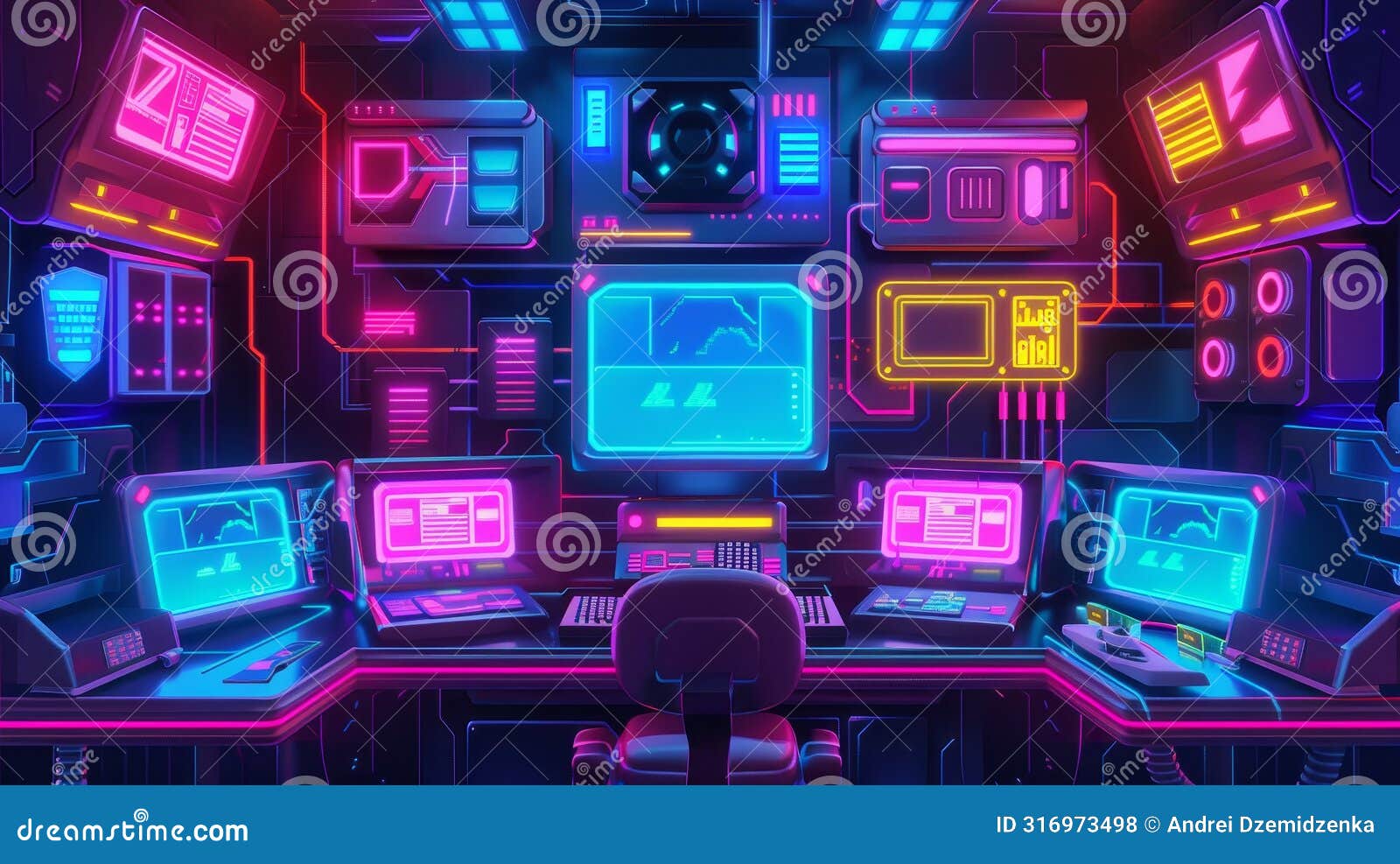 A Retro Computer Interface with a Glitch Effect. a Desktop PC Screen in ...