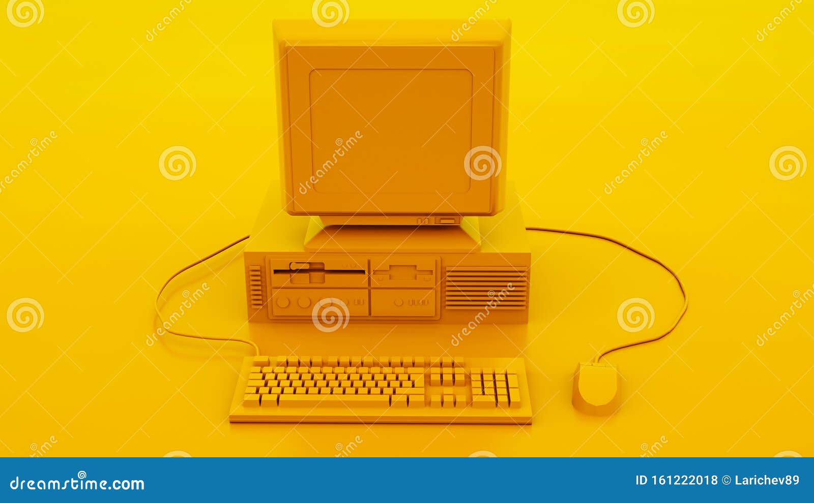 Retro Computer Keyboard and Mouse. 3d Illustration Stock Illustration ...