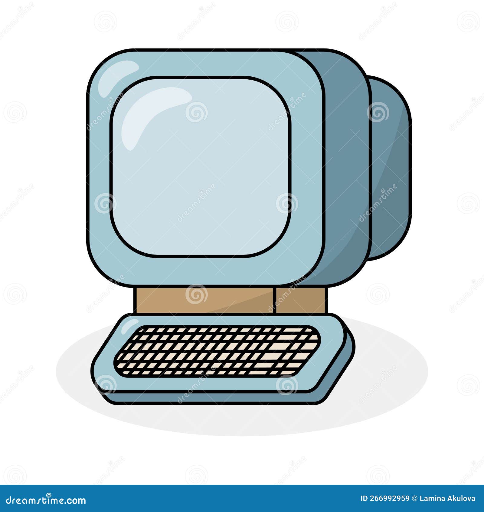 Retro Computer from 90s. Classic Vintage PC Stock Vector - Illustration ...