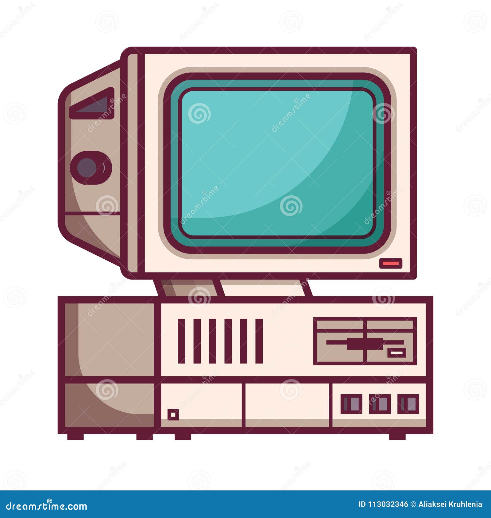 Retro Computer From 90s Vector Illustration | CartoonDealer.com #113032346