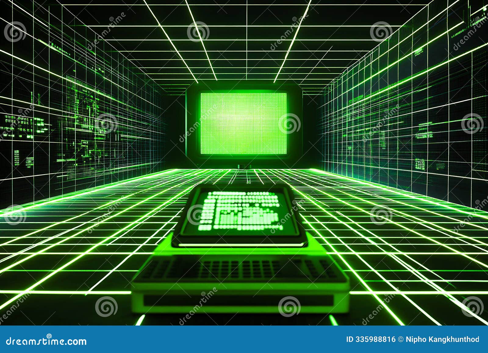 Retro Computer Terminal, Ai Generated Stock Photo - Image of background ...