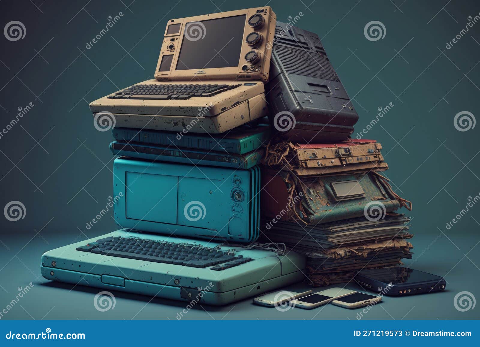 Retro Computer Technology Concept Stock Illustration - Illustration of ...