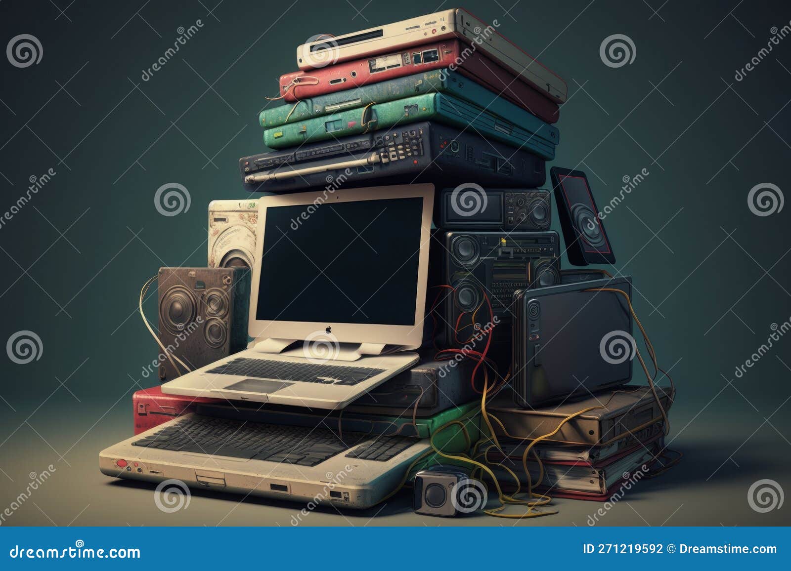 Retro Computer Technology Concept Stock Illustration - Illustration of ...