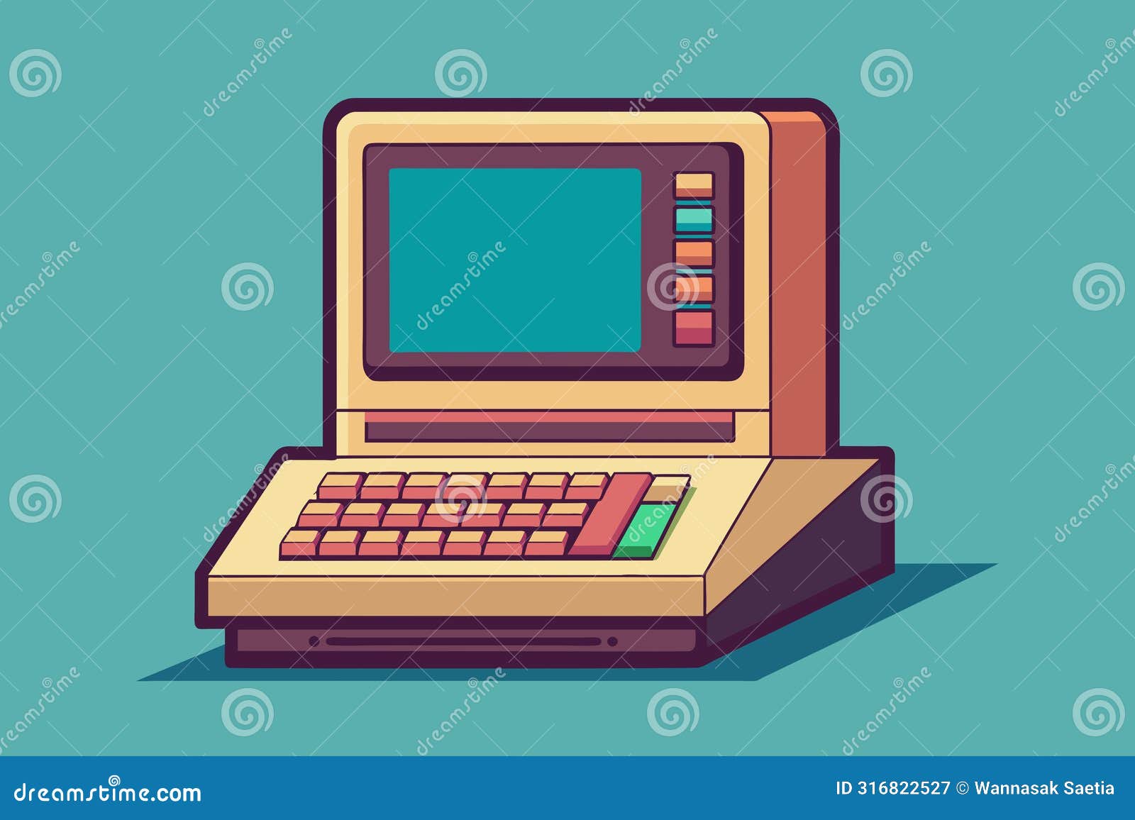 Retro Computer with Technology Icons Design, Stock Vector ...