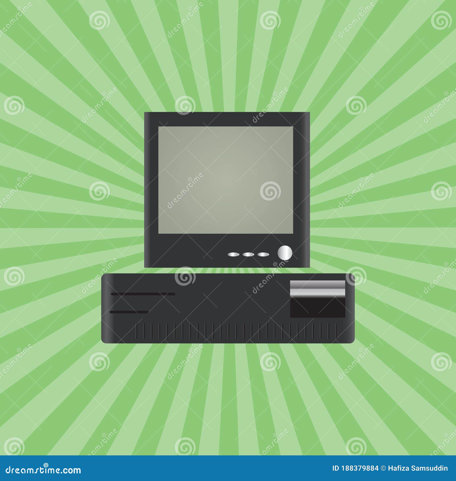 Old Computer Unit With A Monitor On A White Background In Eps 10 ...