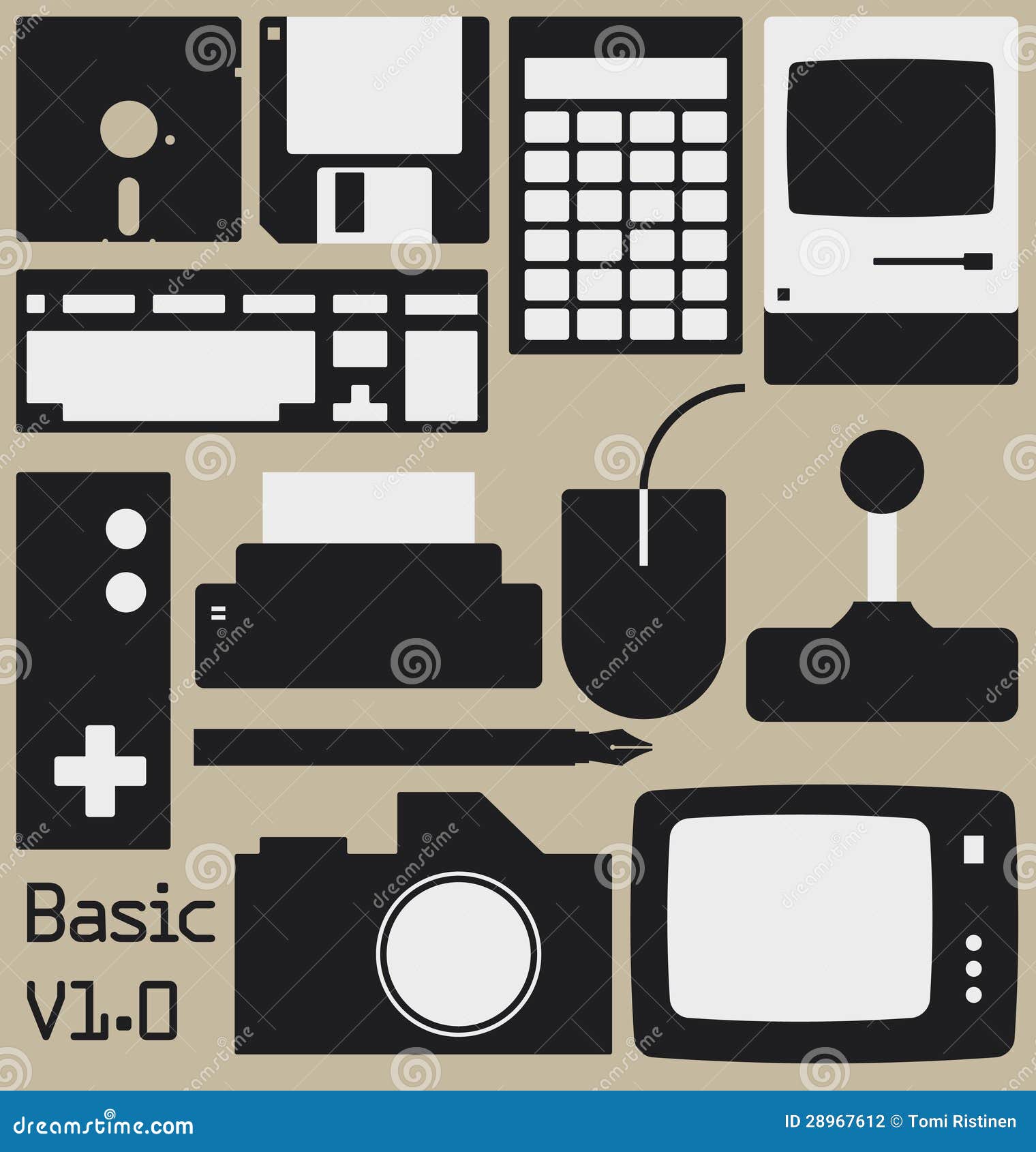 Retro Computing Collection stock vector. Illustration of floppy - 28967612