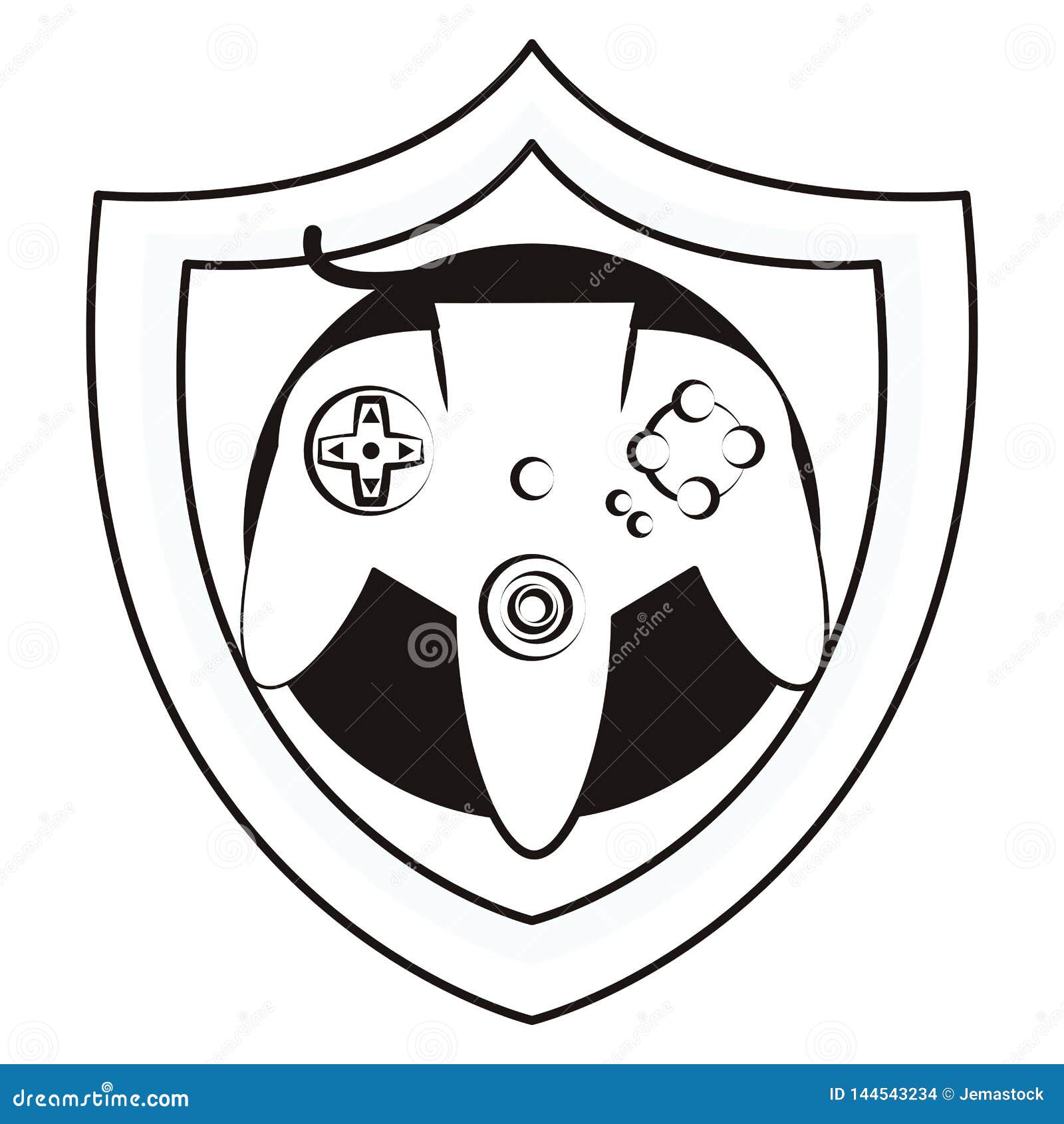 Retro Console Gamepad Shield Emblem Stock Vector - Illustration of ...