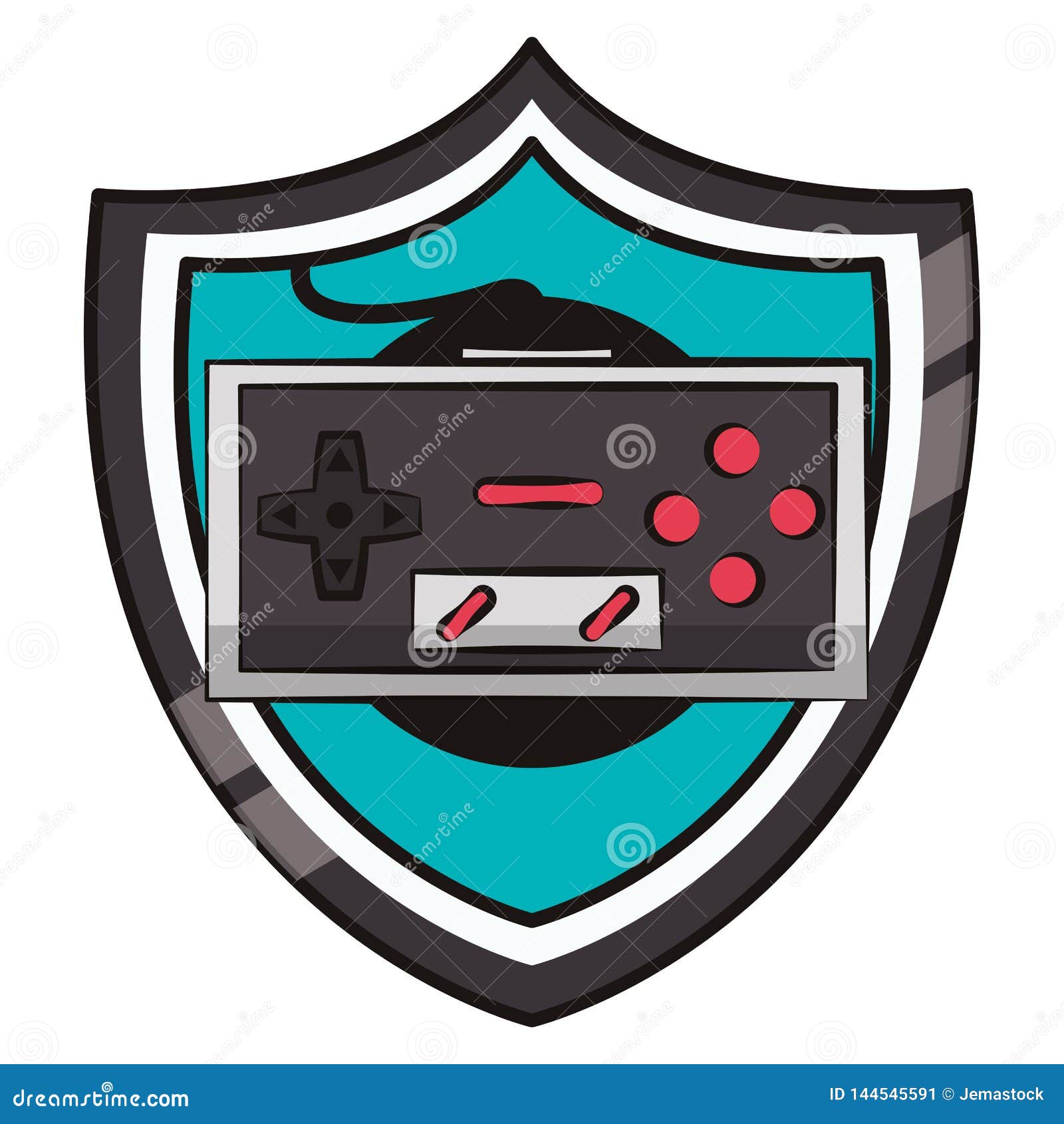Retro Console Gamepad Shield Emblem Stock Vector - Illustration of ...