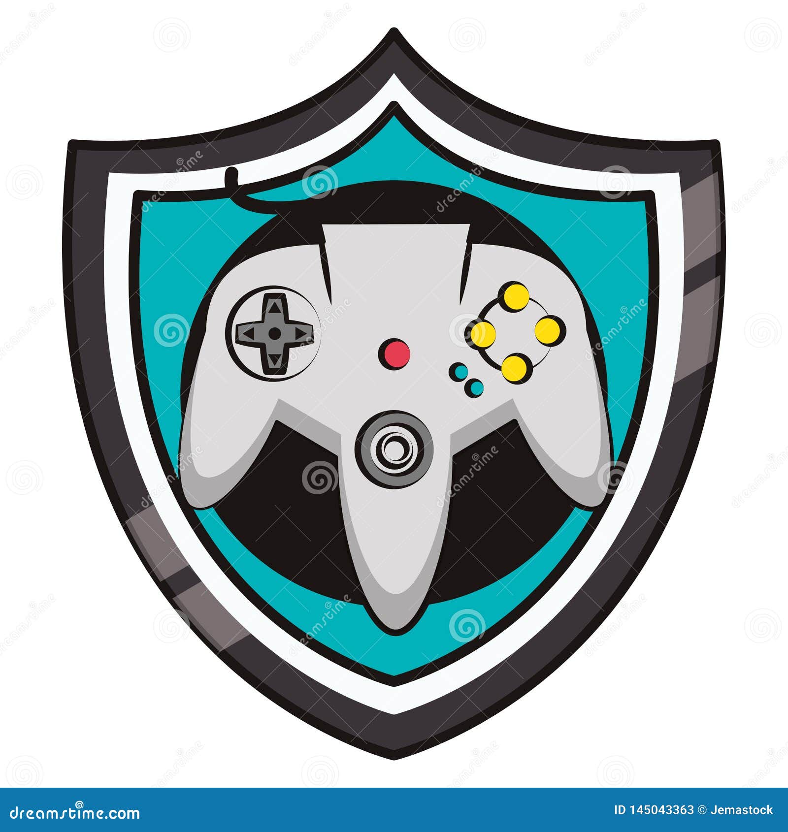 Retro Console Gamepad Shield Emblem Stock Vector - Illustration of ...