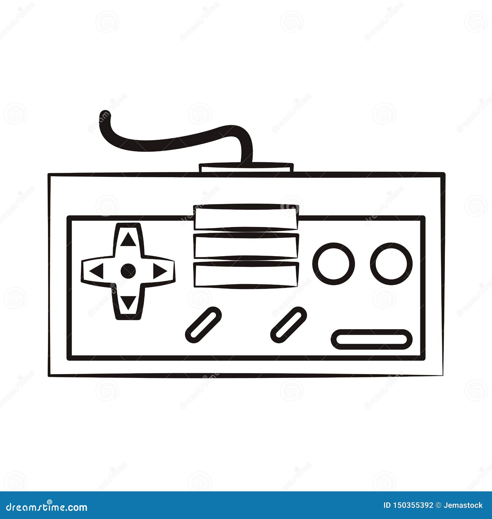 Gamepad Sketch Icon. Hand Drawn Vector Illustration Isolated On White ...