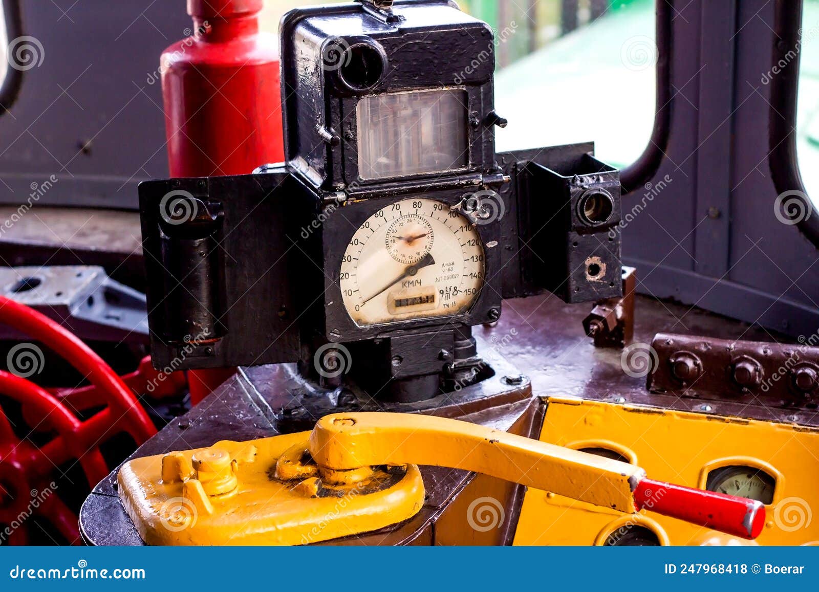 Retro Control Panel with Speedometer of an Old Vintage Steam Train ...