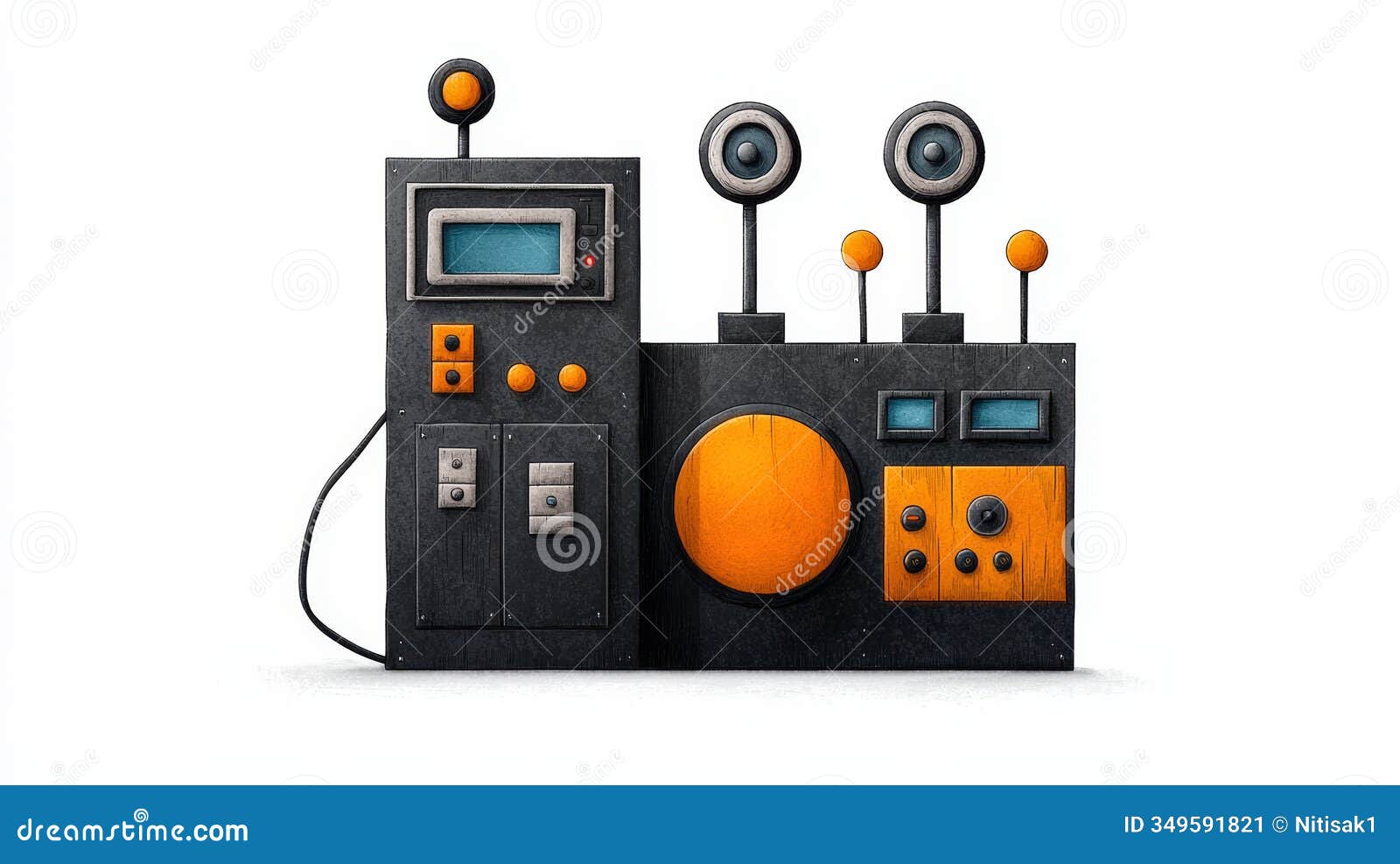 Retro Control Panel White Isolate Background Stock Illustration ...